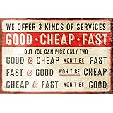 Amazon.com: Good Fast Humorous Funny Retro Style Metal Sign Office Shop ...