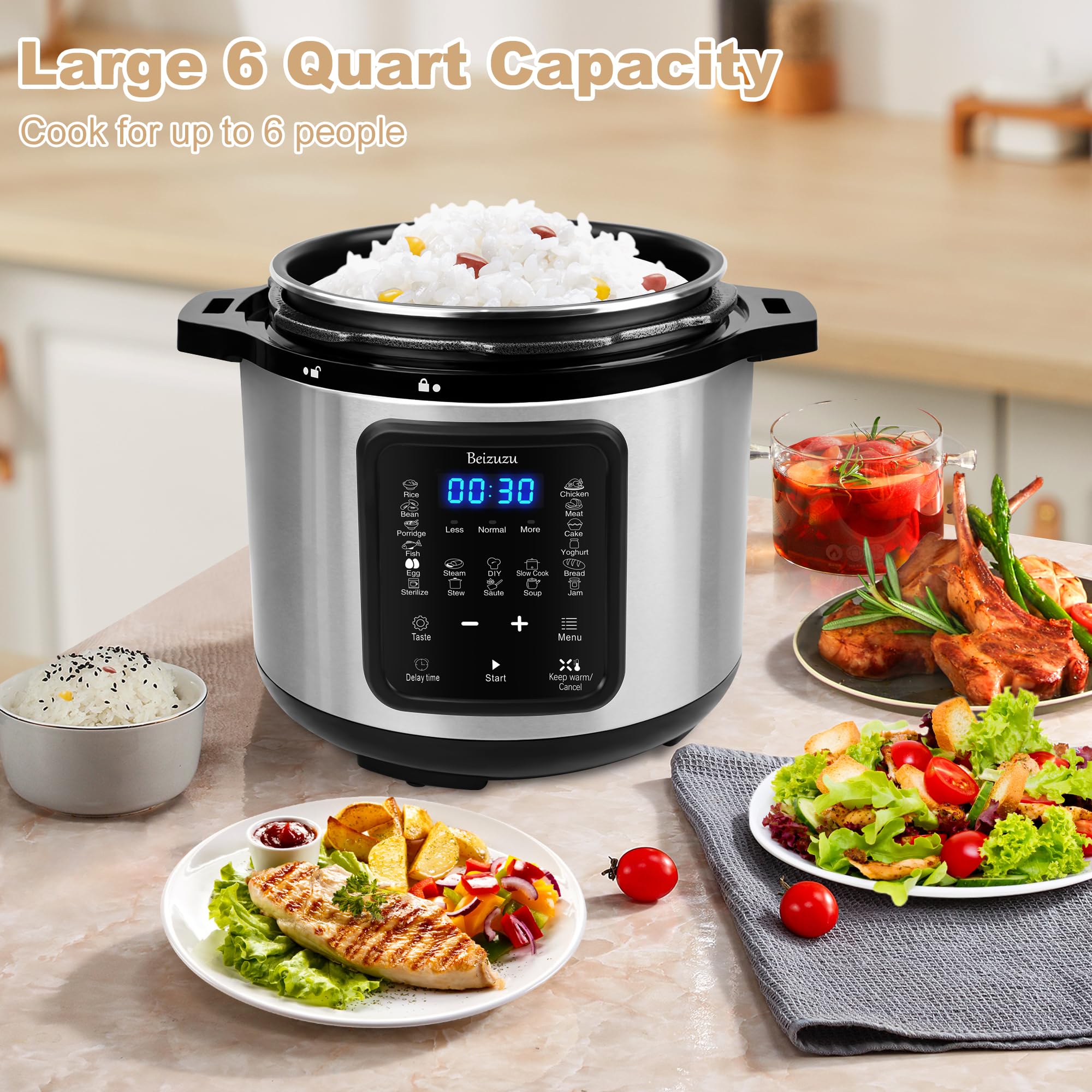 Mua Electric Pressure Cooker: 6 Quart 9-in-1 Multi-Functional Built-in ...