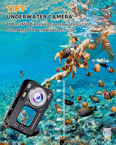 Snorkeling Camera 4K 48MP Under - Dual Screen Selfie Digital Camera ...