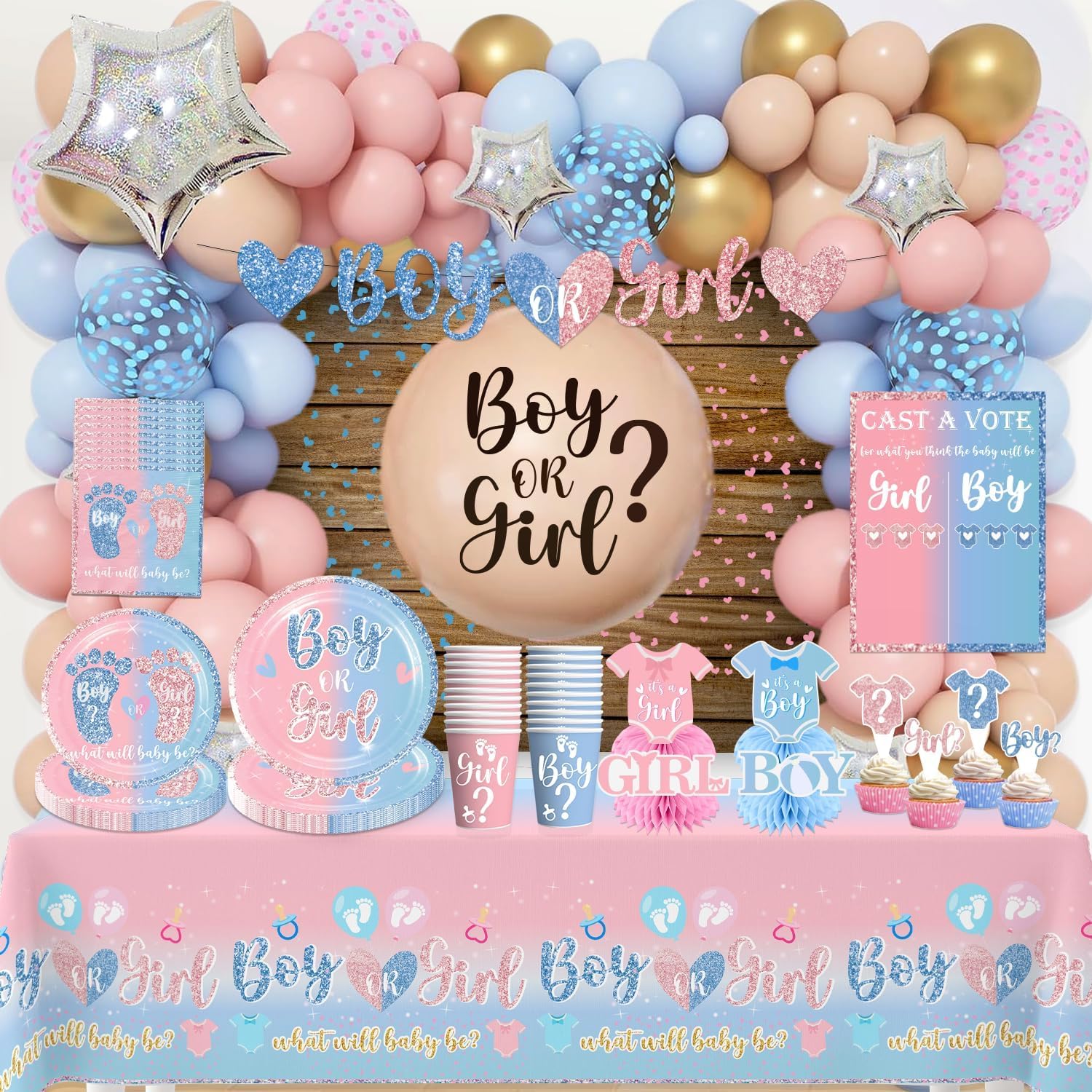 Cocomigo Baby Gender Reveal Decorations - Neutral Colors Boy or Girl ...
