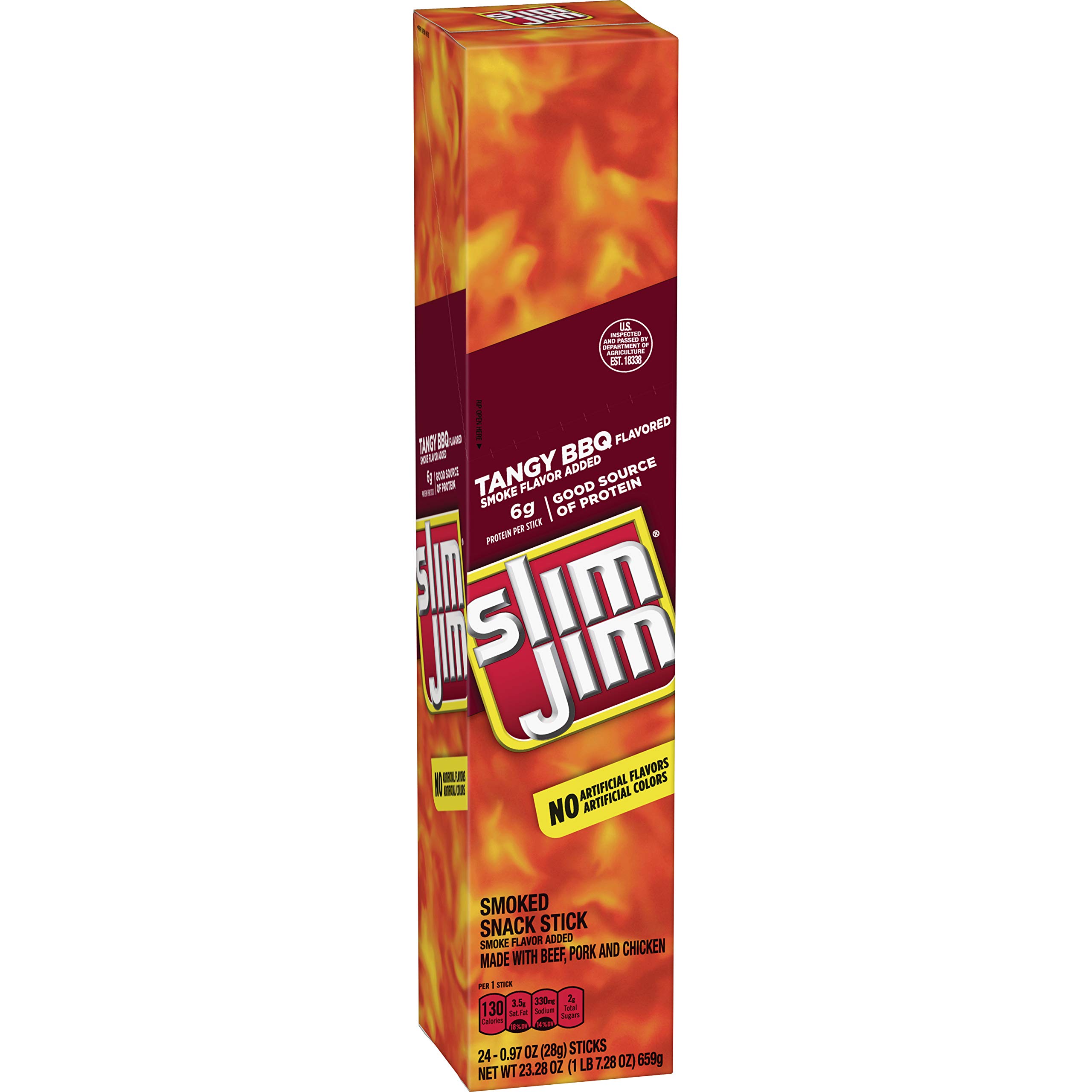 Amazon.com : Slim Jim Giant Smoked Meat Stick, Nacho Flavor, .97 Oz. 24 ...