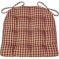 Amazon.com: Farmhouse Check Dark Red & Tan Dining Chair Pad with Ties ...