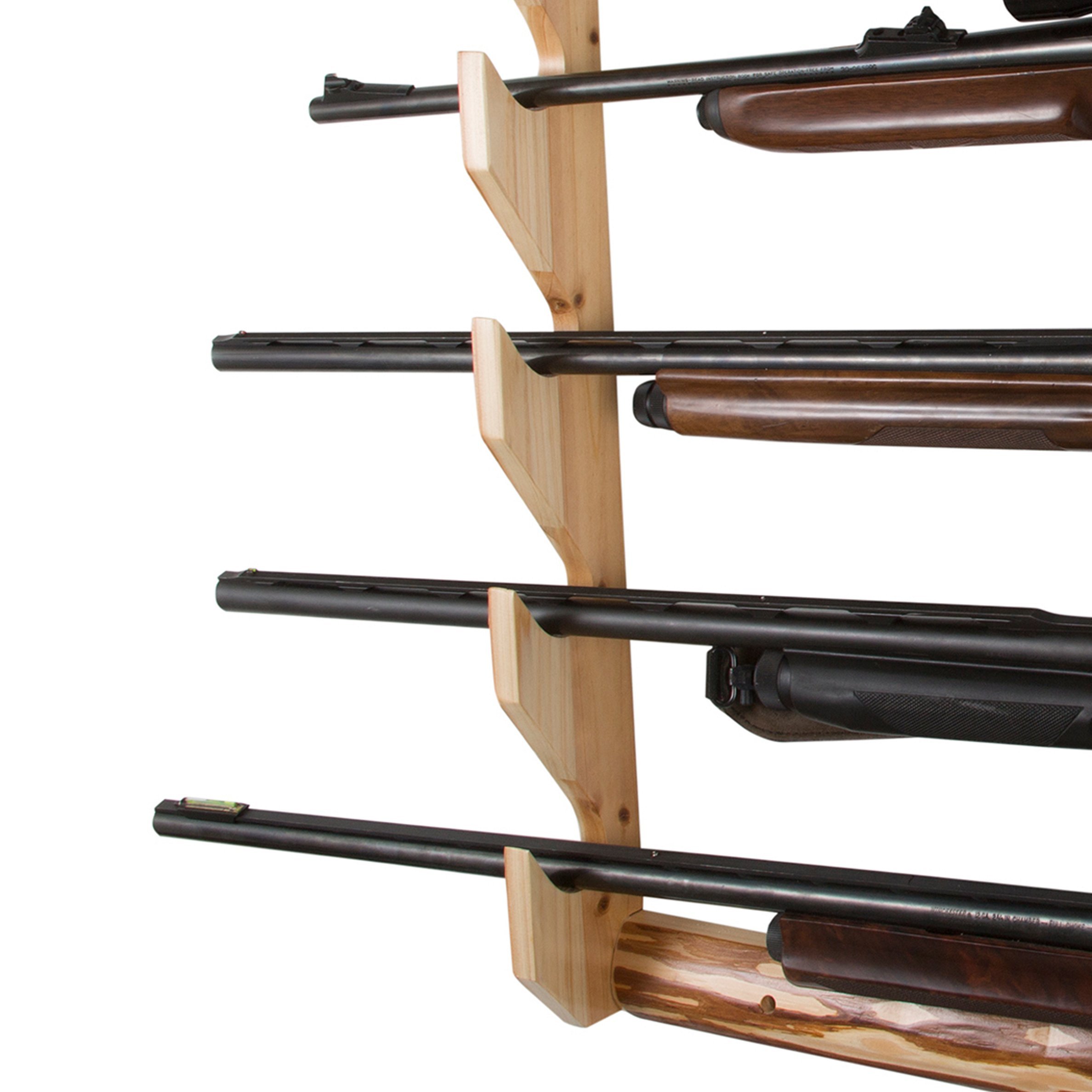 BEST 5 Gun Wooden Wall Rack Deer Rifle Hang Display Shotgun Long Guns ...