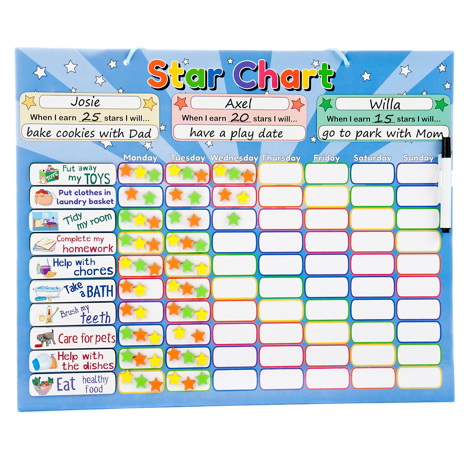 Roscoe Learning Responsibility Star Chart Customize For 1 3 Kids 