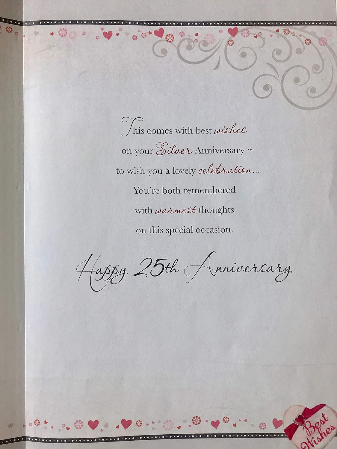 Silver Anniversary Congratulations Card – 25 Years with Keepsake Card ...