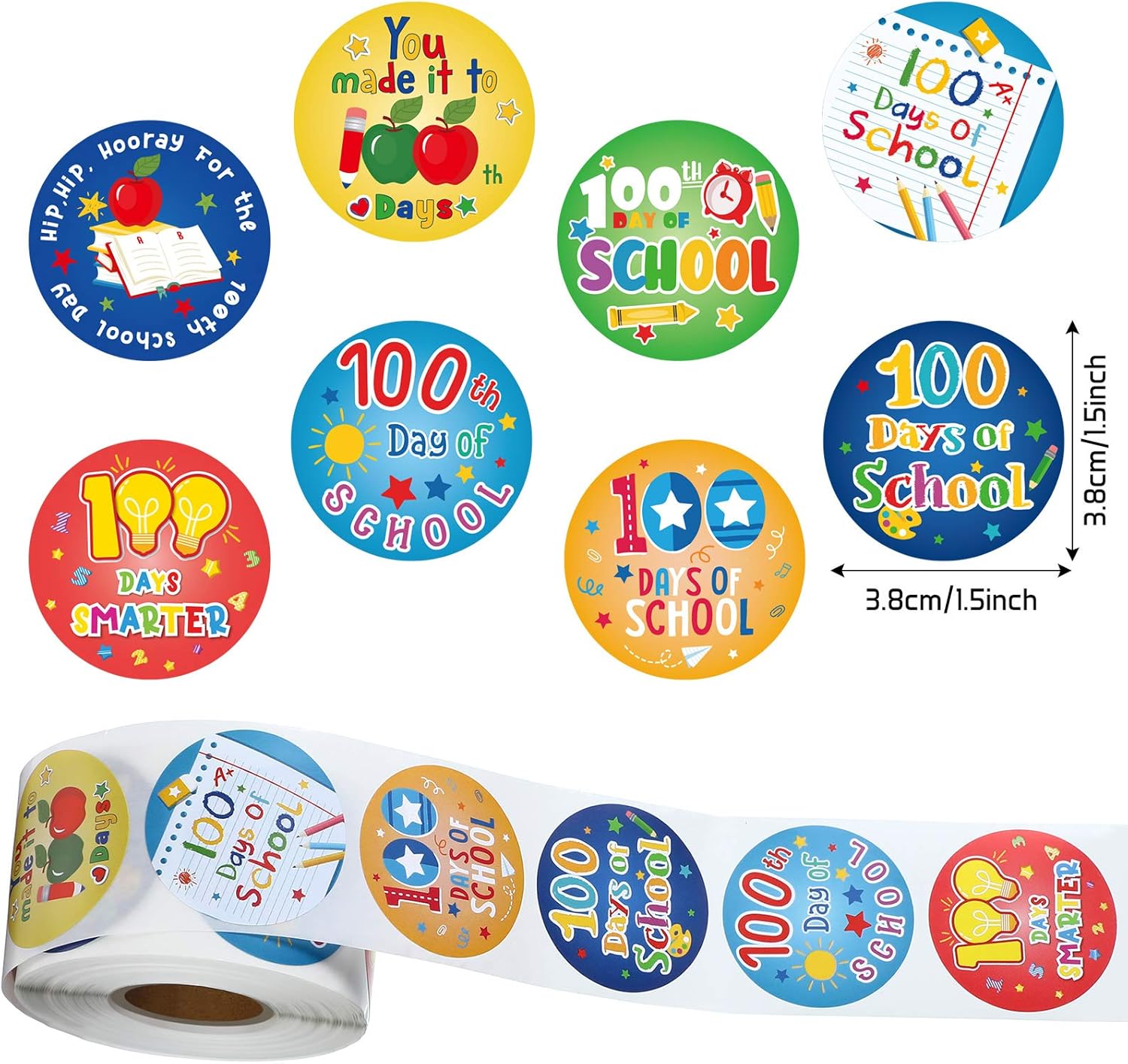 500 Pieces 100 Days of School Stickers Hooray 100 Days Sticker 100th ...