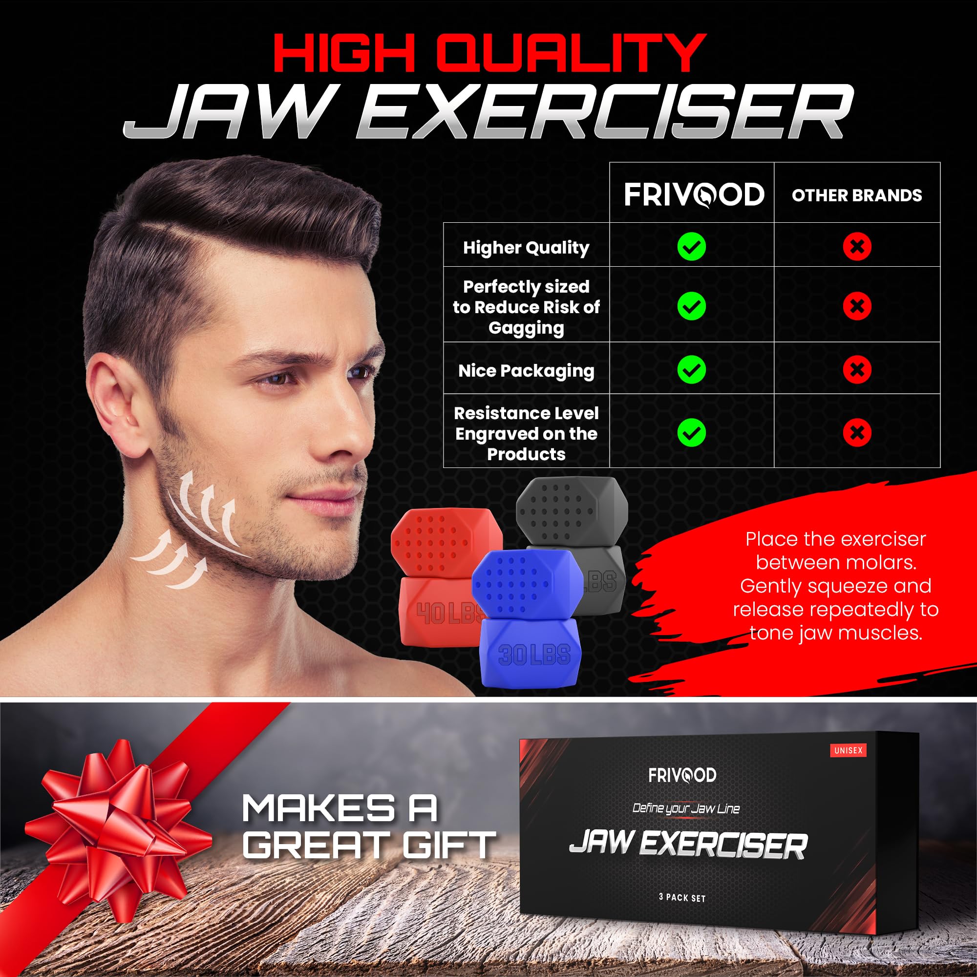 Mua FRIVOOD Jaw Exerciser for Men and Women, 6 Piece Silicone Jaw ...