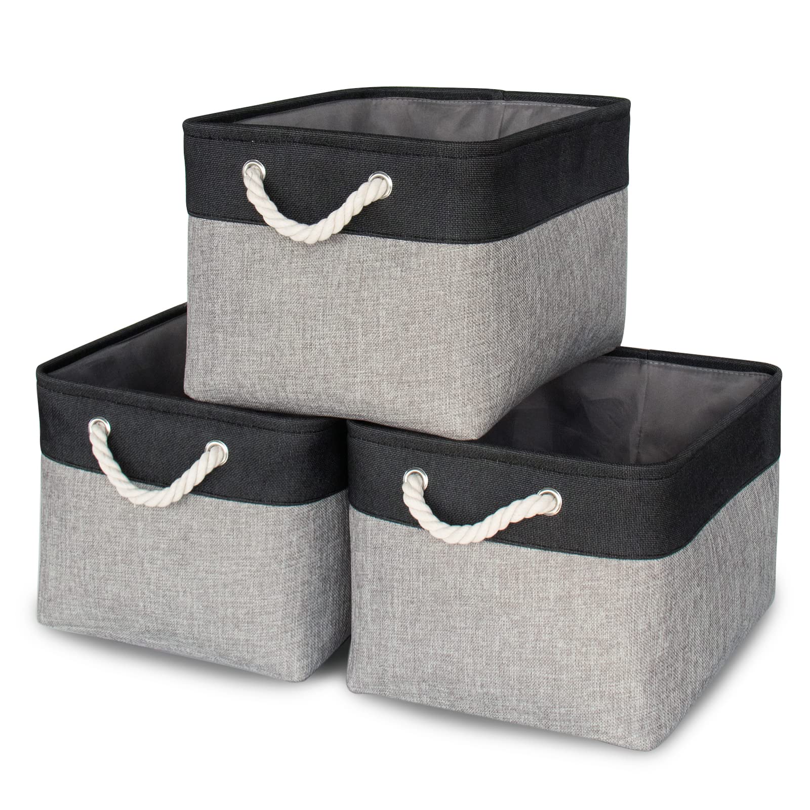 HOdo Home Fabric Storage Bin with Hard Bottom Base and 2 Bold Handles ...