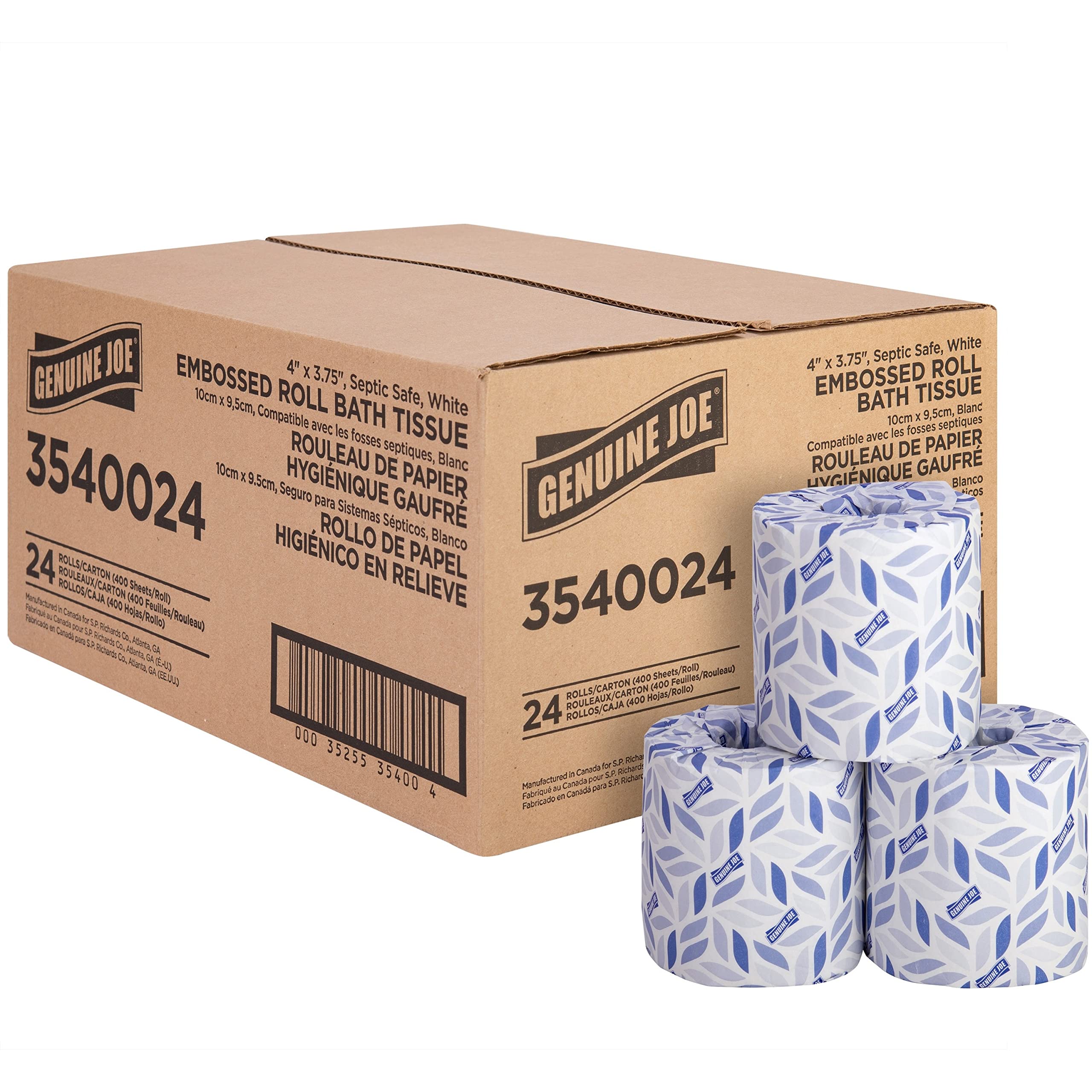 Genuine Joe Embossed Bath Tissue, 2-Ply, Septic Safe, Individually ...