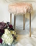 Amazon.com: East Wind White Fuzzy Stool for Vanity, Faux Fur Fluffy ...