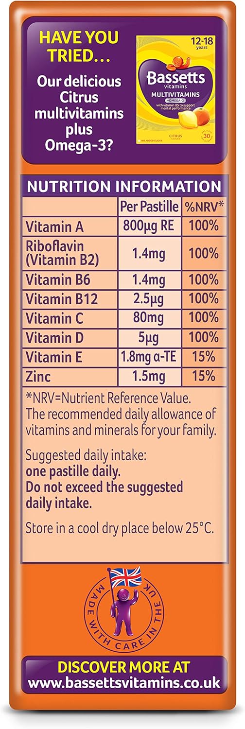 Bassetts 12-18 Years, + Evening Primrose Oil, Orange and Passion Fruit ...