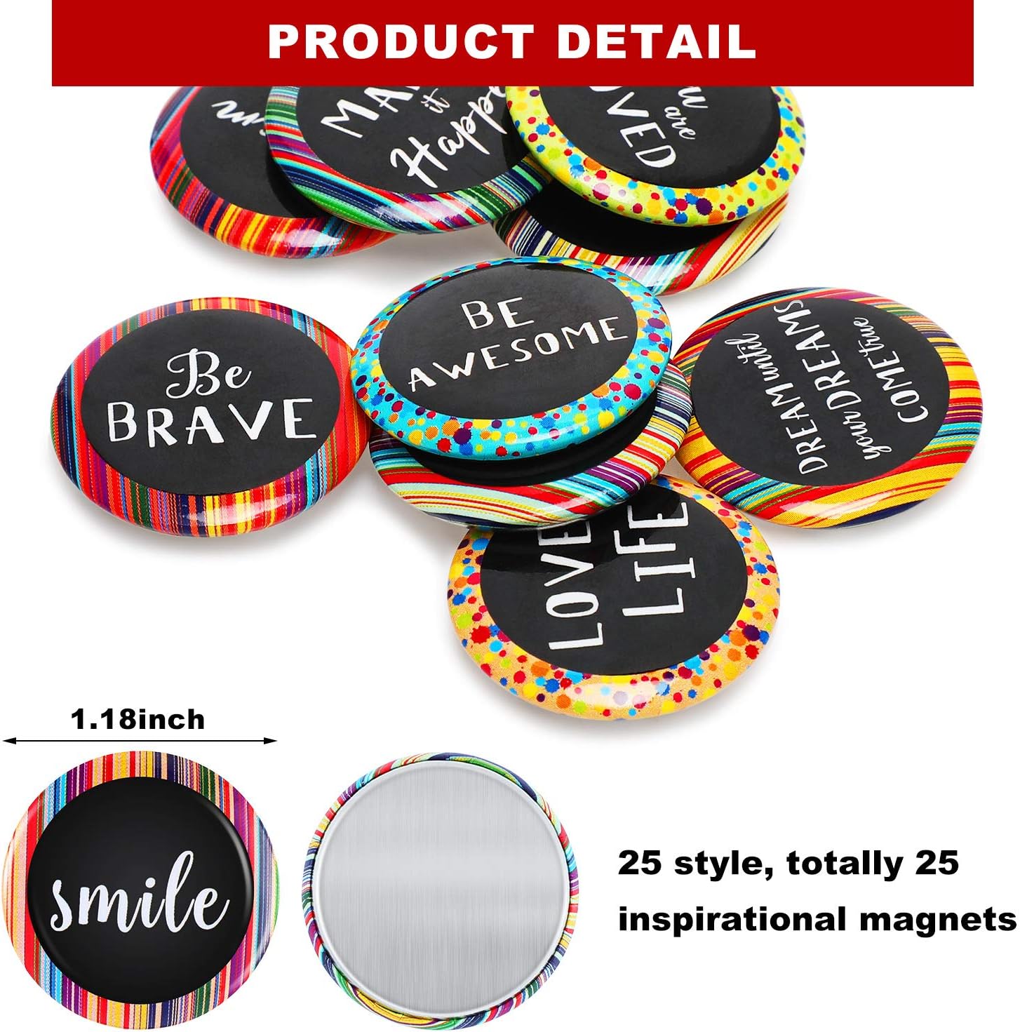 Outus 25 Pieces Motivational Refrigerator Magnets Inspirational Magnets ...