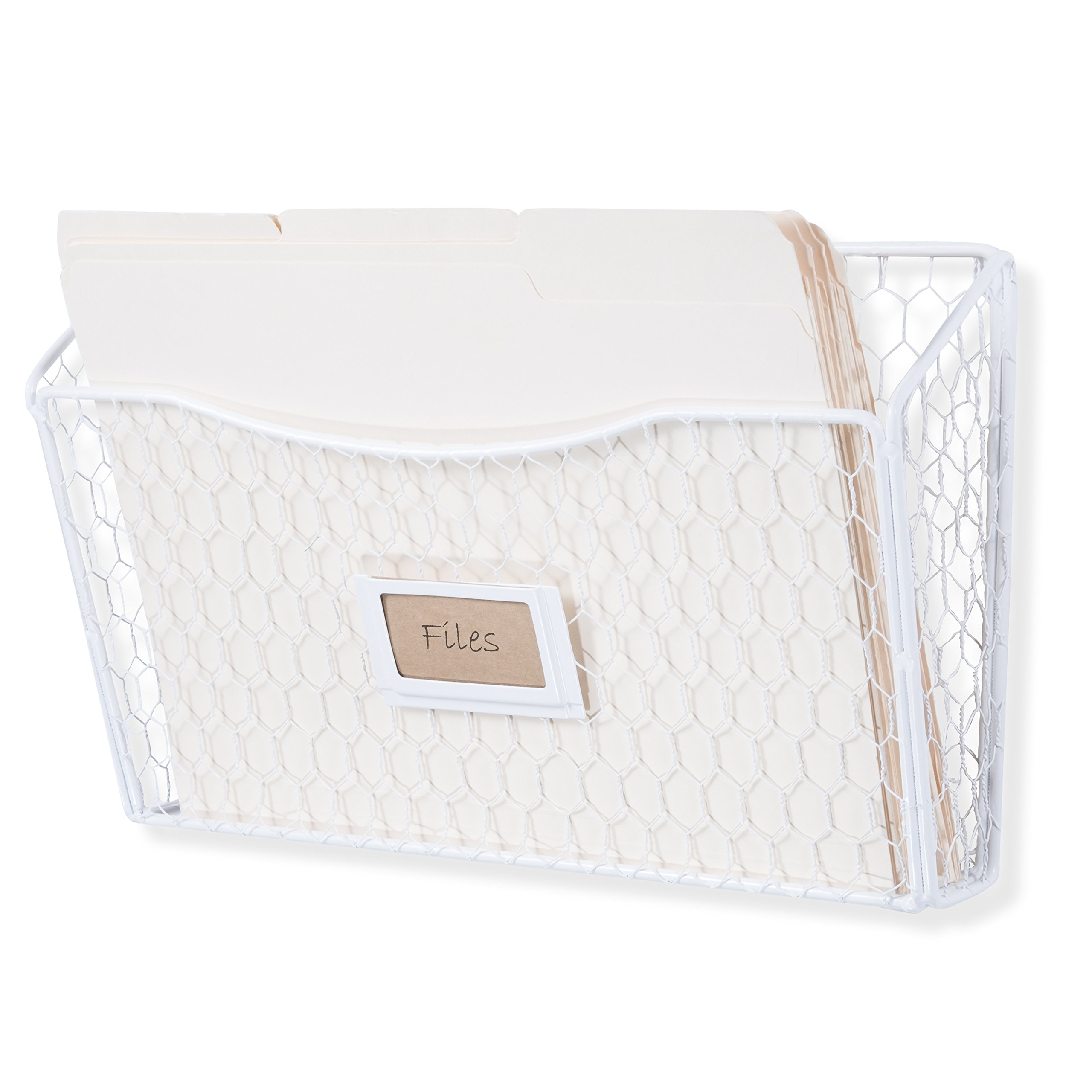 Wall35 Felic Hanging File Holder - Wall Mounted Metal Wire Rack ...