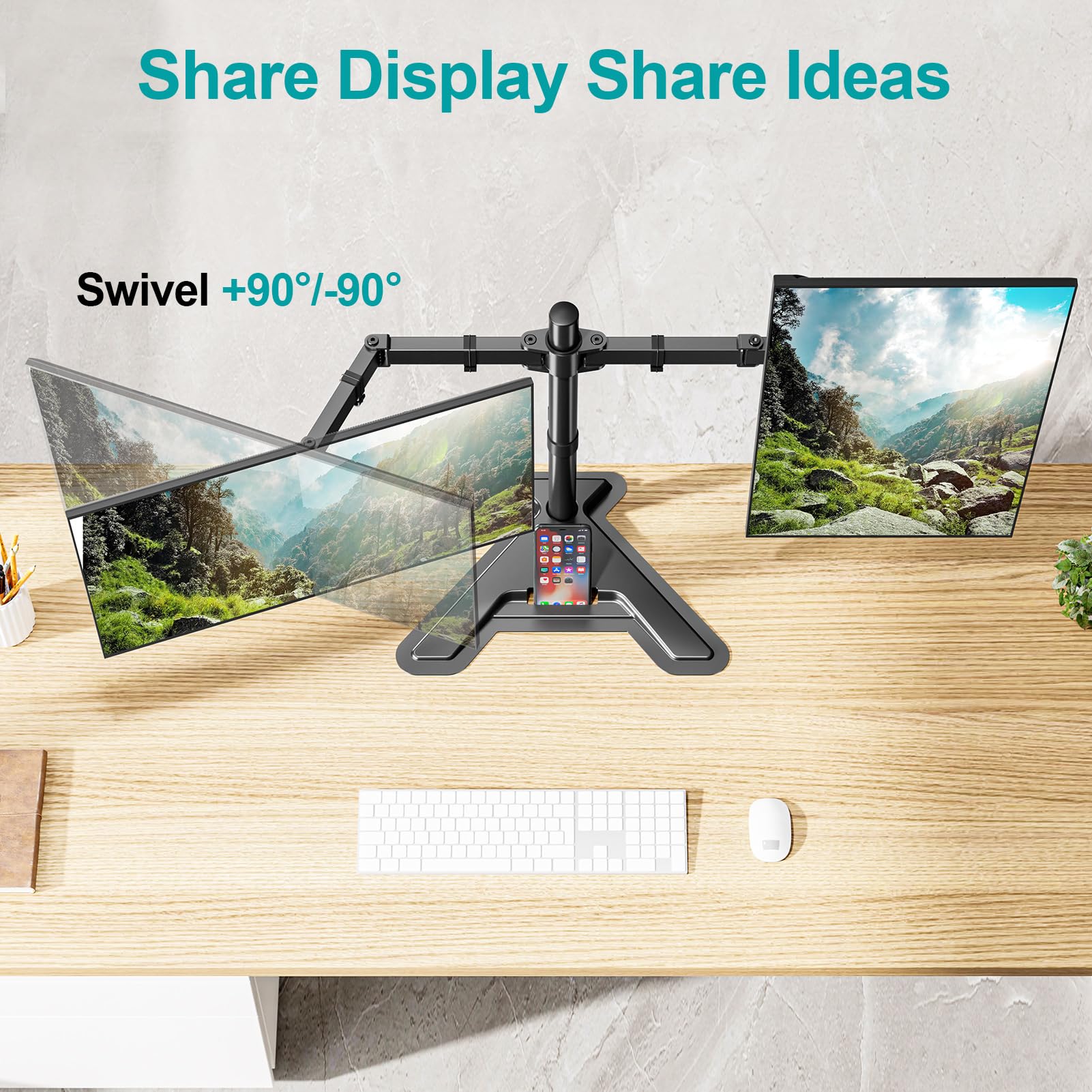 Mua Dual Monitor Stand, Free-Standing Full Motion Monitor Desk Mount ...