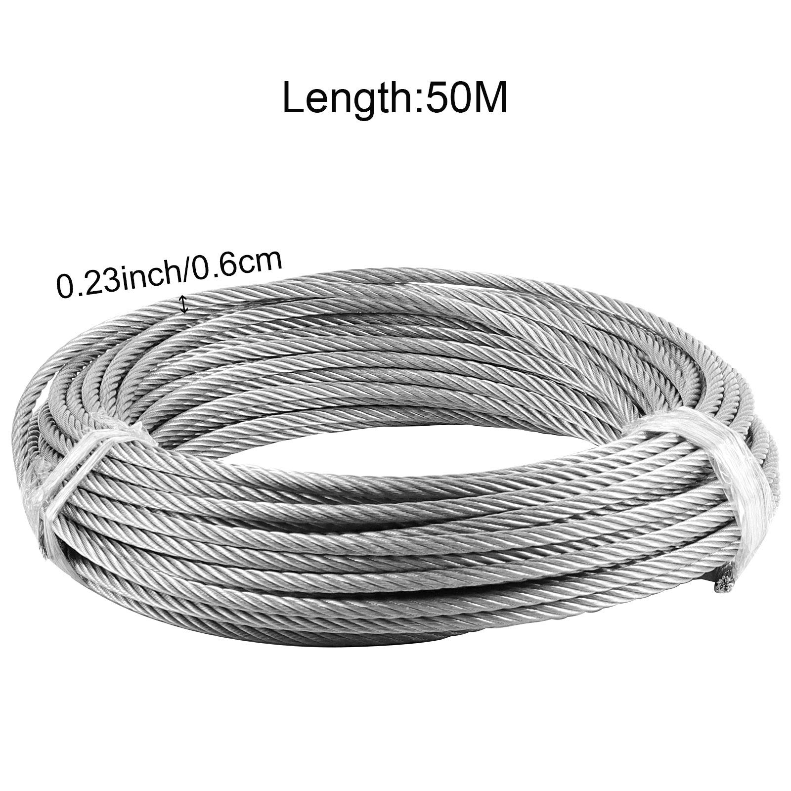 Mua 164Ft 1/4 Inch Wire Rope, 304 Stainless Steel Cable with Tensile ...