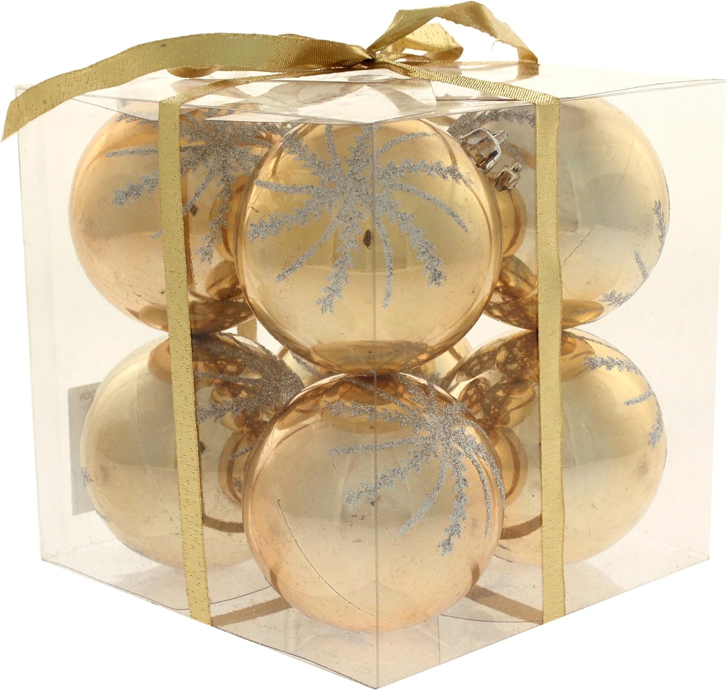 Set of 8 Extra Large Luxury Gold Christmas Tree Baubles with Glitter ...