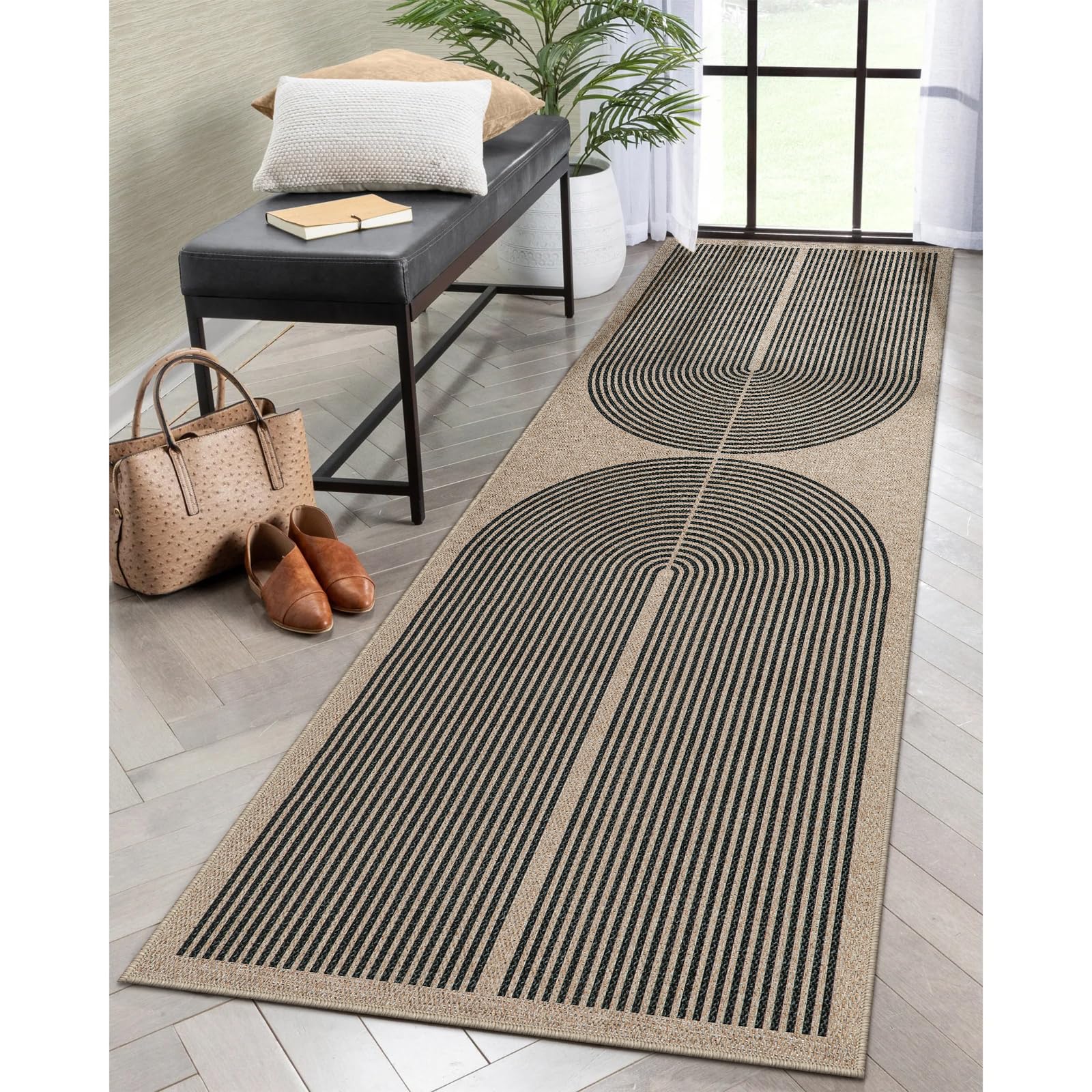 Roller Liner "LINEA" Modern Non-Slip Runner Rug - Rubberized Gray, 67 ...