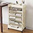 Amazon.com: COVAODQ COAVODQ Book Cart with Wheels Mobile Bookshelf ...