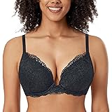 Amazon.com: DELIMIRA Women's Full Coverage Wirefree Lace Plus Size Front Closure Bra Racerback ...