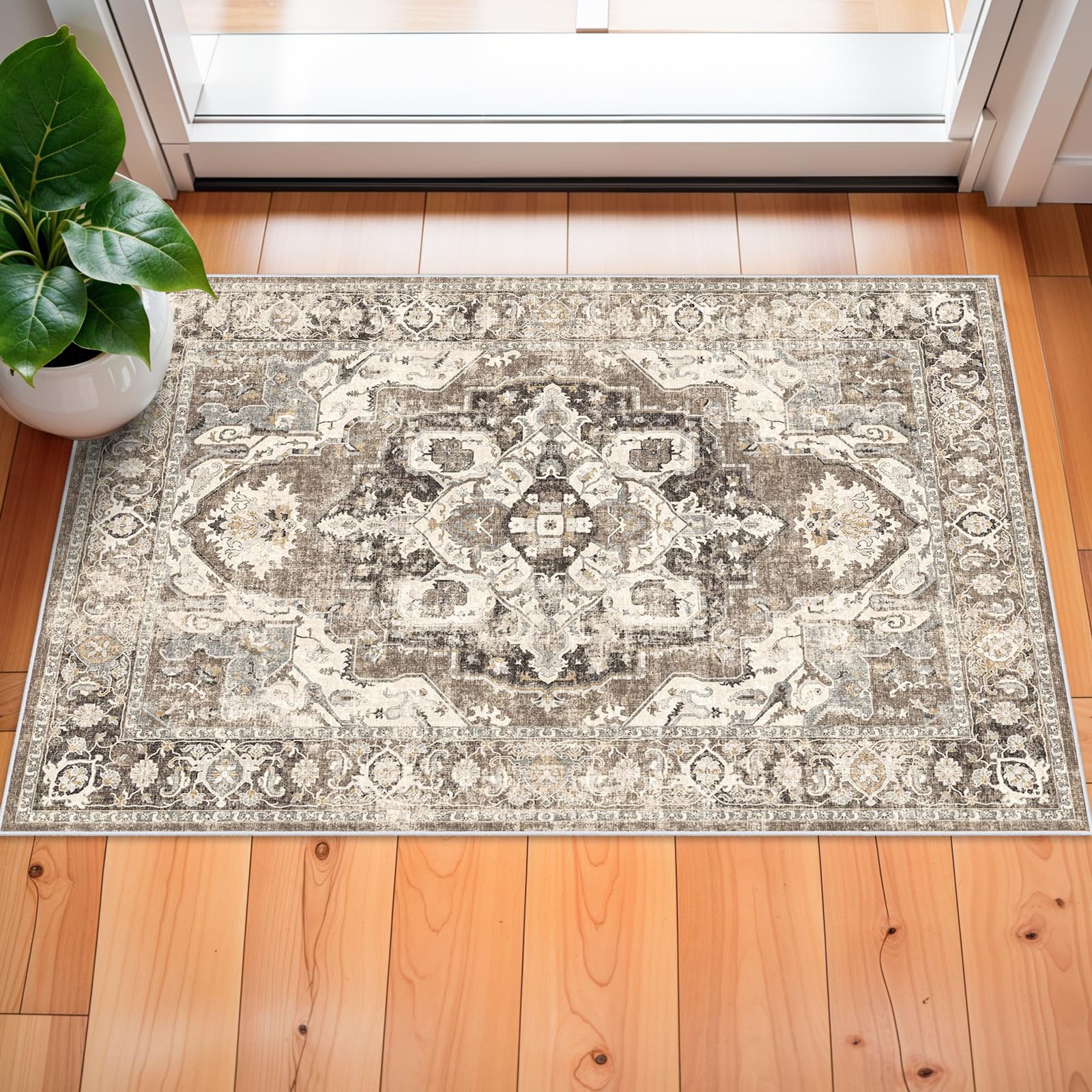 YOUFORTONG Washable 2x3 Entryway Rug: Non Slip Vintage Door Mat Indoor ...