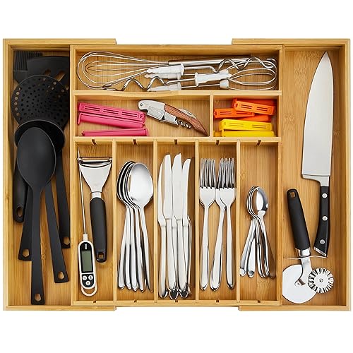 Silverware Organizer Acacia Wood Kitchen Silverware Drawer Organizer ...