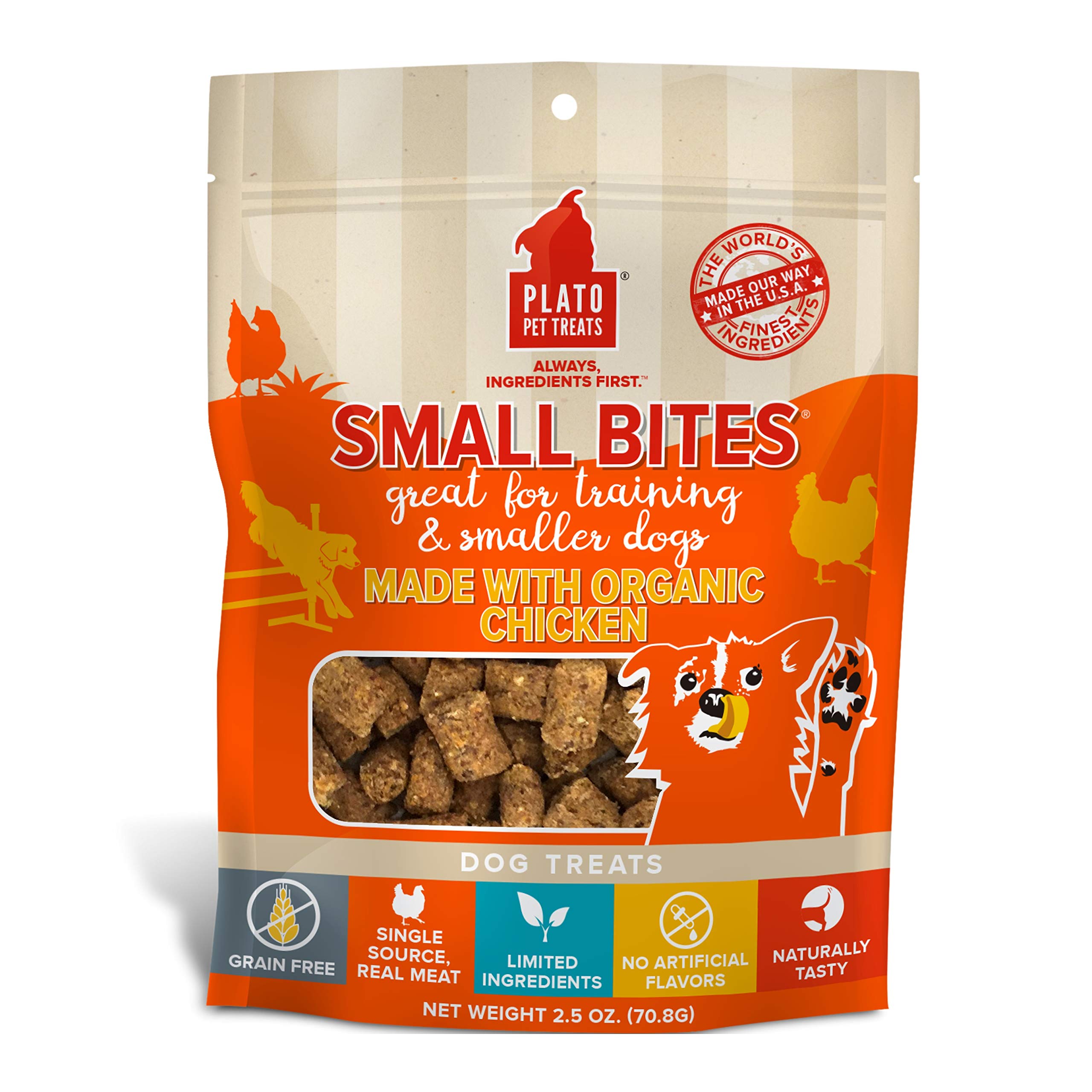 PLATO Small Bites Dog Treats, Natural Bite Sized Real Meat & Chicken ...