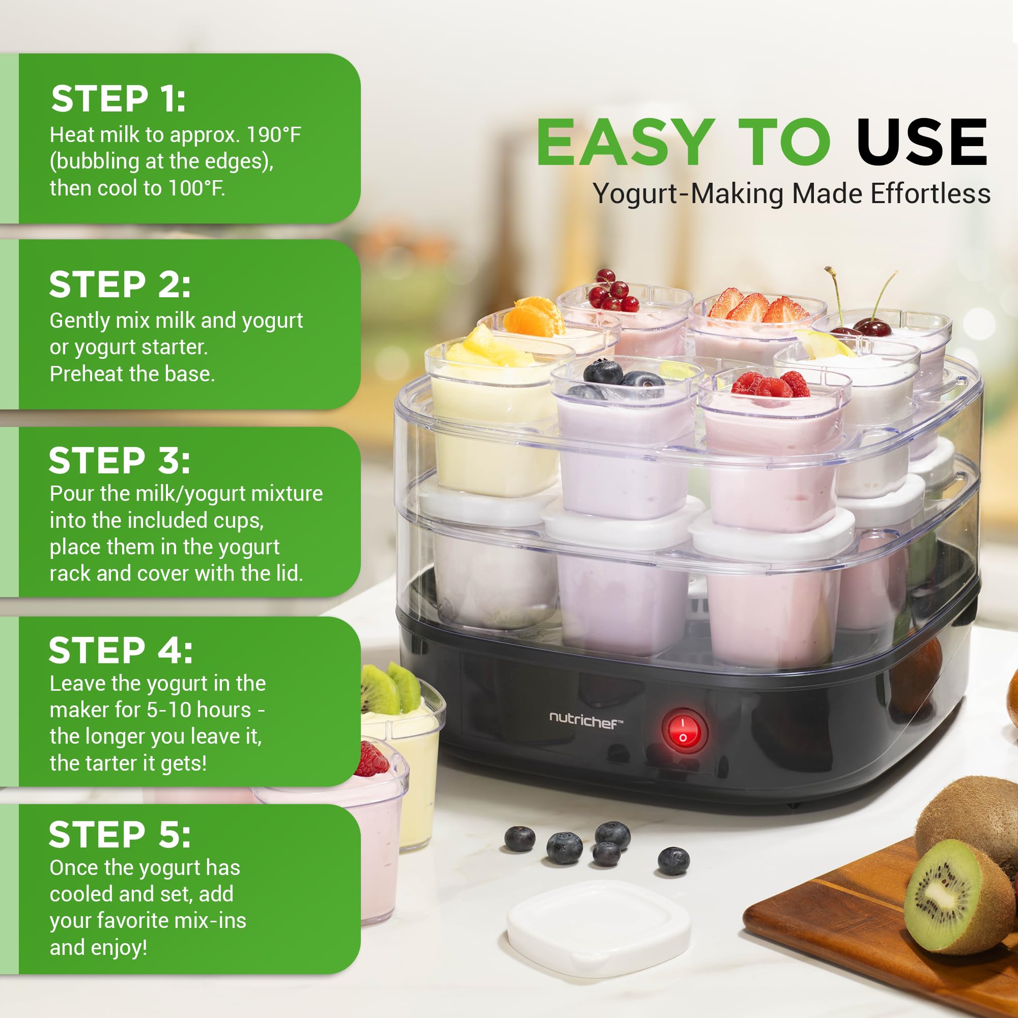 Mua Nutrichef 17 Cup Automatic Yogurt Maker | Includes 17 - 5 oz ...