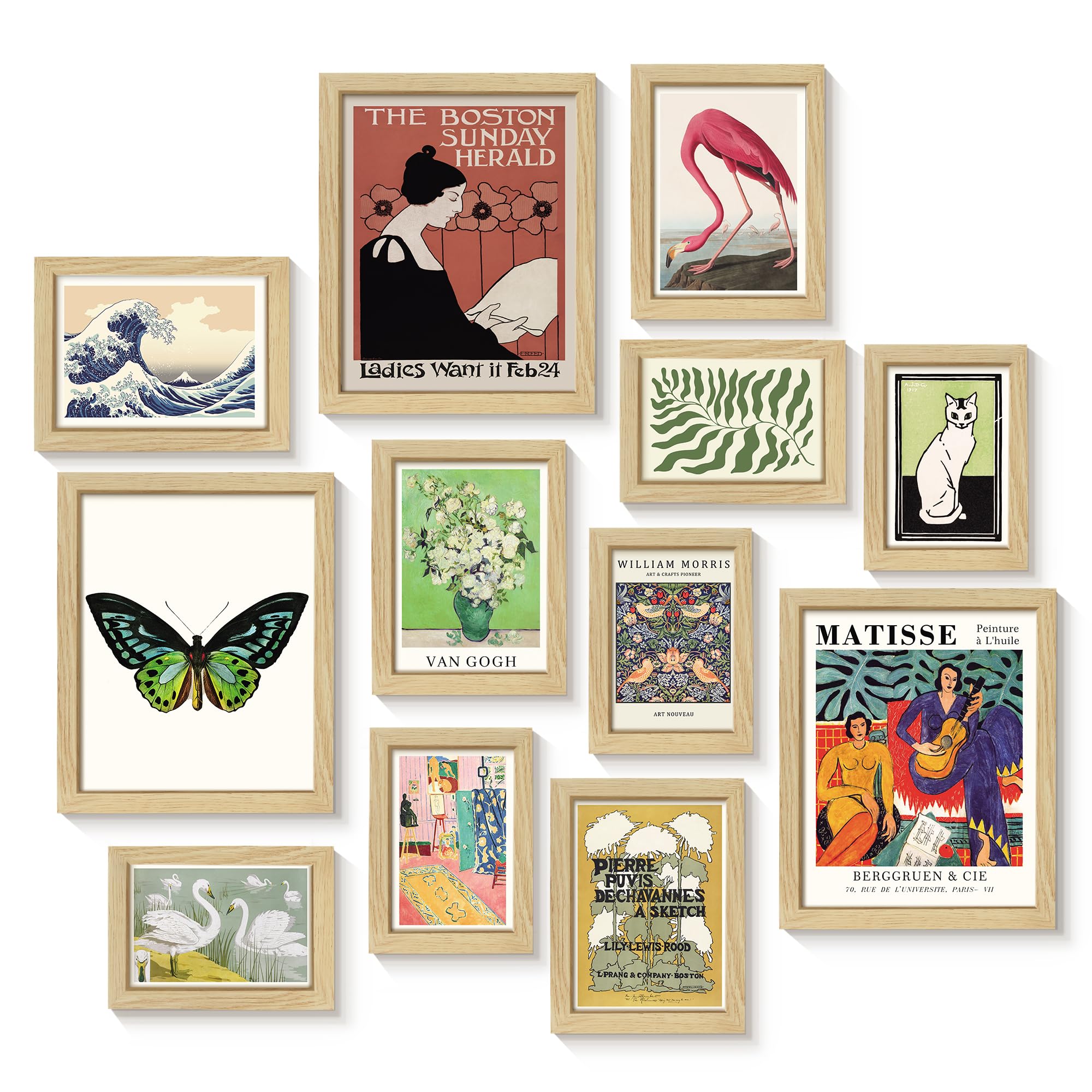 Bzstyleart Framed Eclectic Wall Art Set of 12, Vintage Gallery Wall Art ...