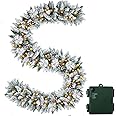 Amazon.com: Christmas Garland with Lights, Prelit Xmas Garlands with Timer, Lighted Christmas ...