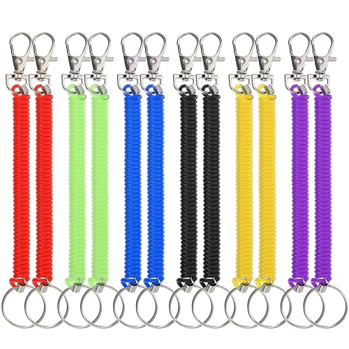 SPIRAL STRETCH EXTENDING RETRACTABLE KEY RING & BELT CLIP BLACK ( pk 1 ...