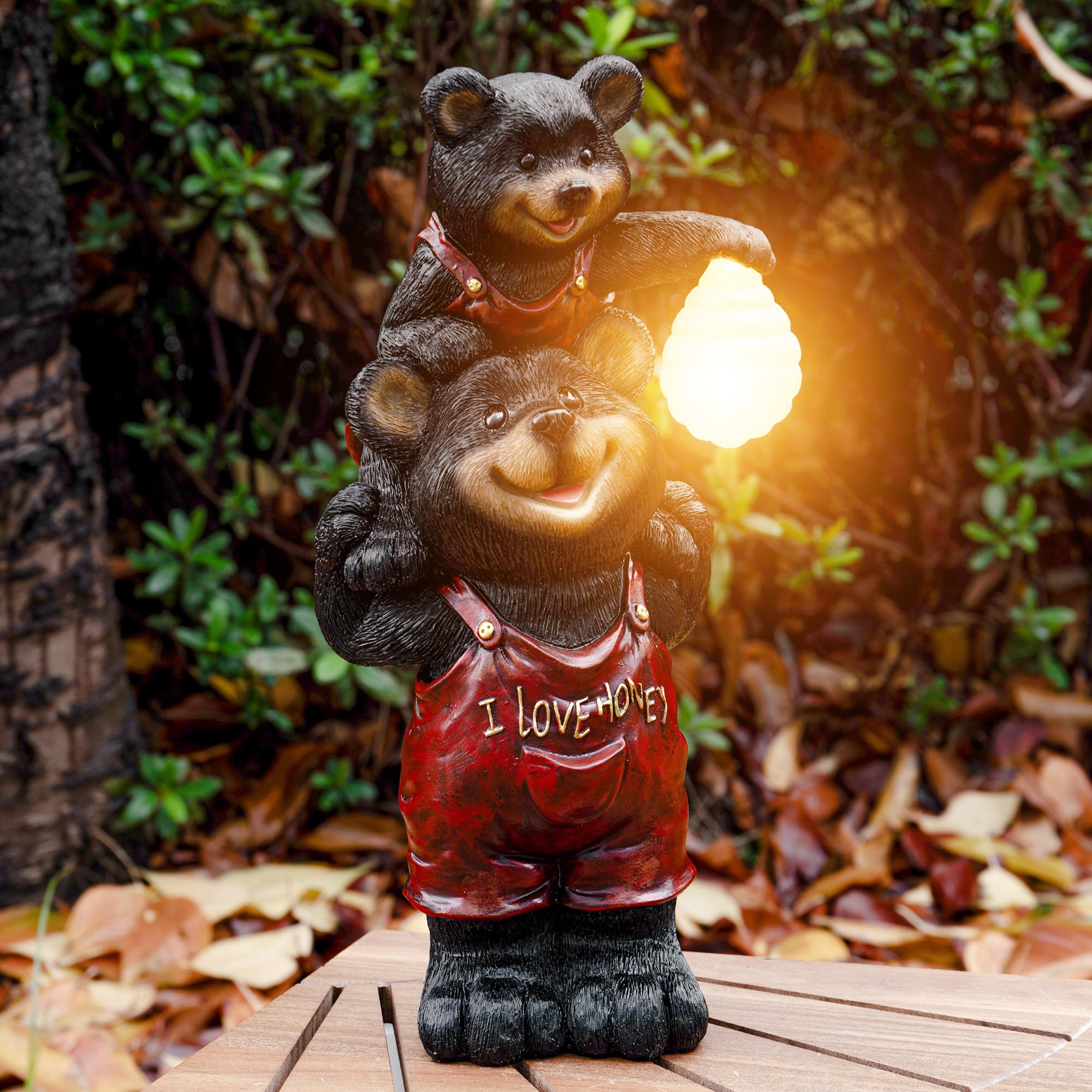 The Roo Brand - Black Bear Beehive Solar Light Figurine - Outdoor ...