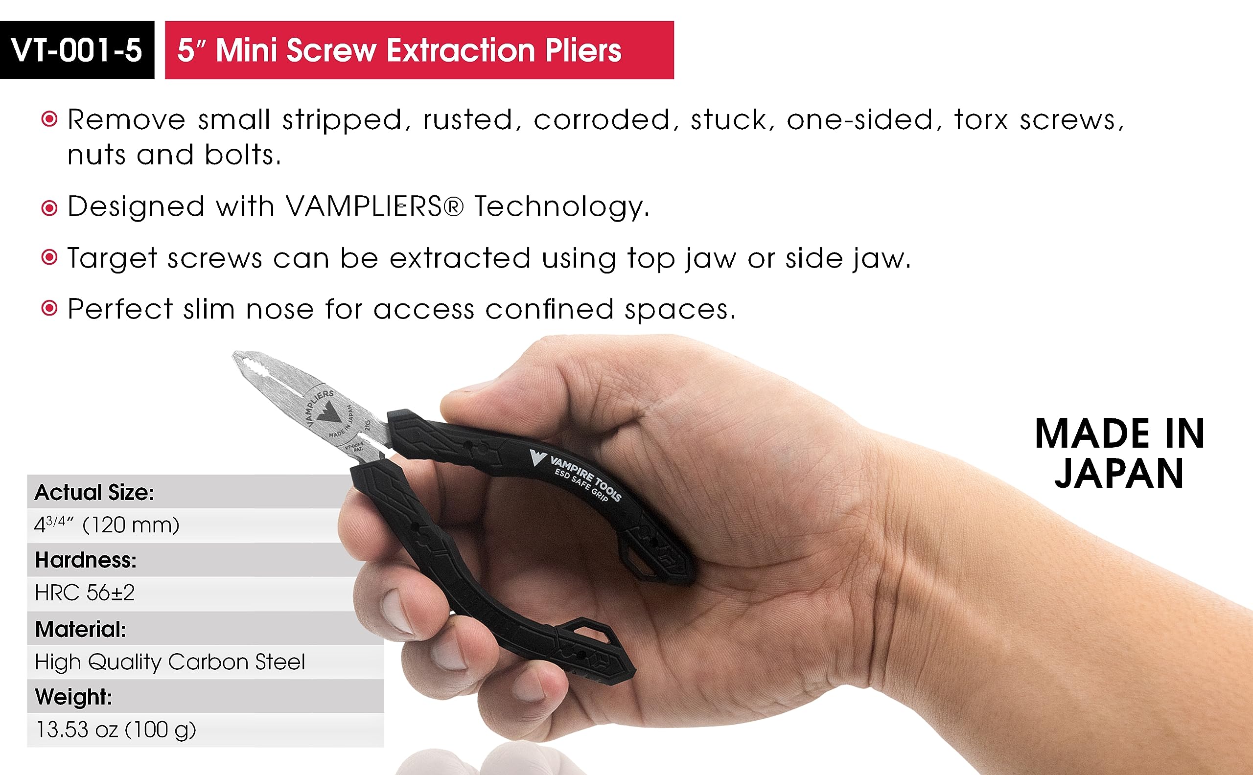 Mua VAMPLIERS 5" Mini Stripped Screw Remover Pliers with ESD Safe Grip ...