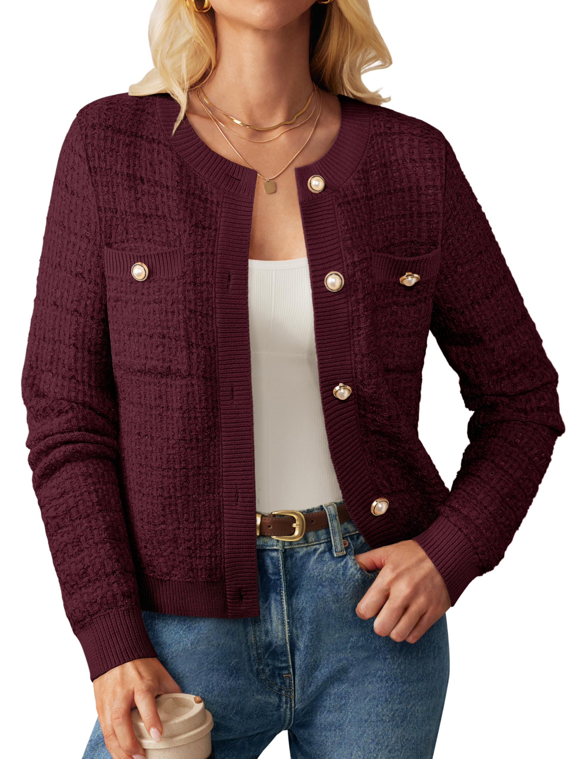Women's Cardigans Sweaters for Women Button Down Cardigan Open Front ...