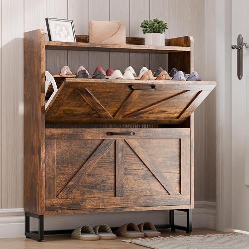 Betterhood Shoe Storage Cabinet with 2 Flip Drawers, Entryway Slim Shoe ...