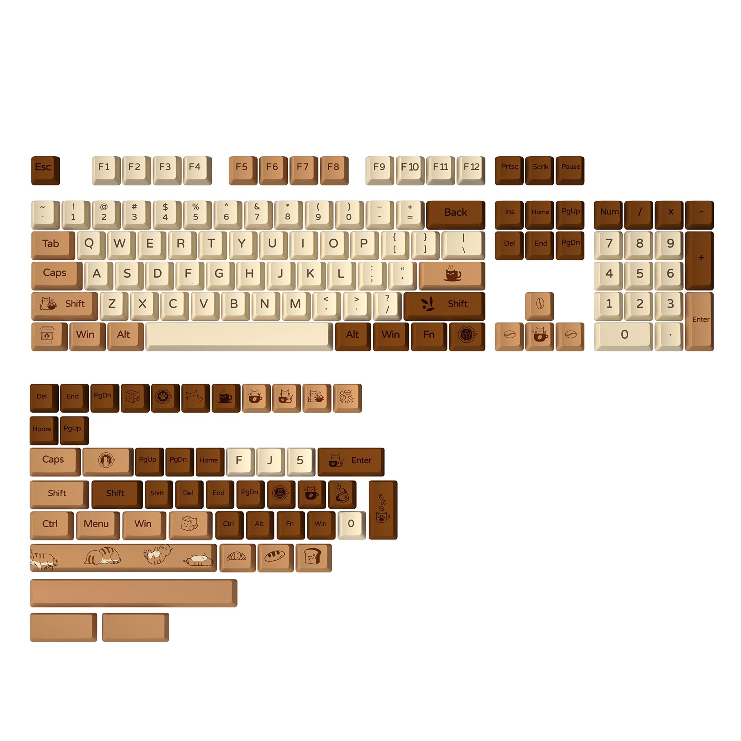 Mua YUNZII Coffee Cat Dye Sub PBT Keycaps,152 Full Keys Dye Sublimation ...
