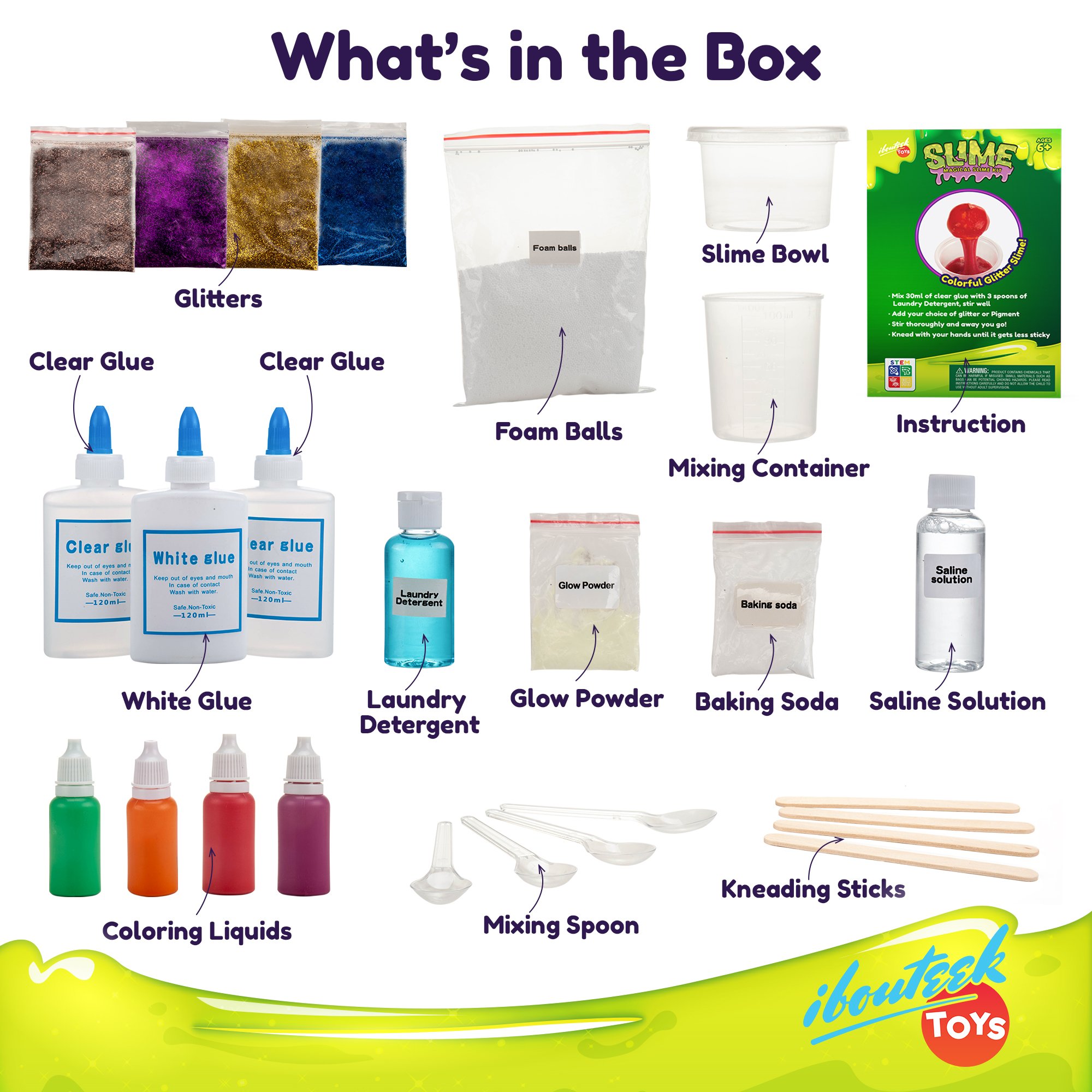 DIY Slime Kit – Includes Containers Supplies Clear Glue Measuring Cup ...