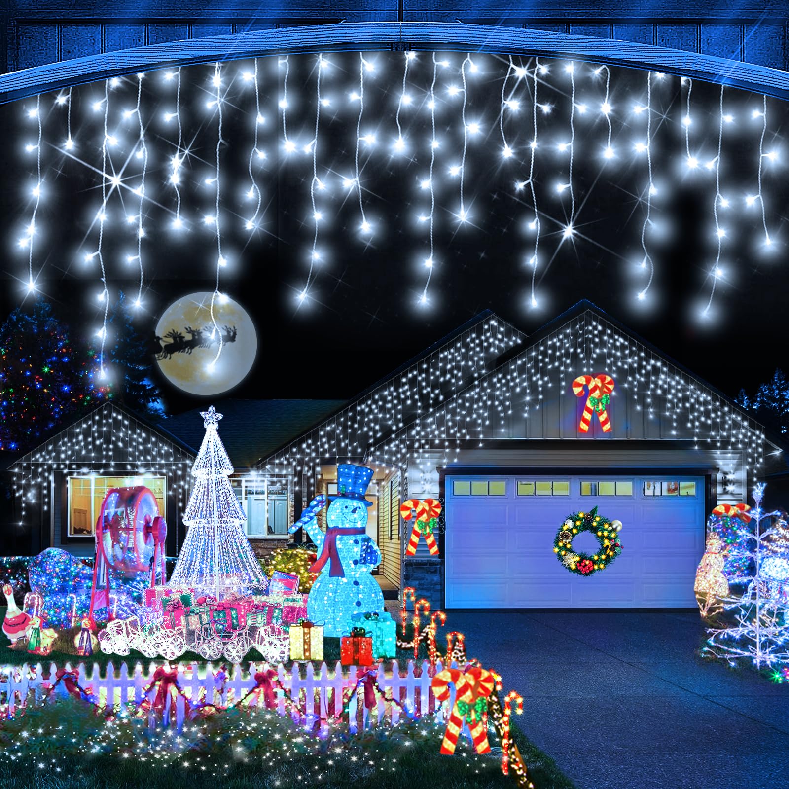 Christmas Lights Outdoor, 131FT 1280 LED Ice Lights for Outside with ...