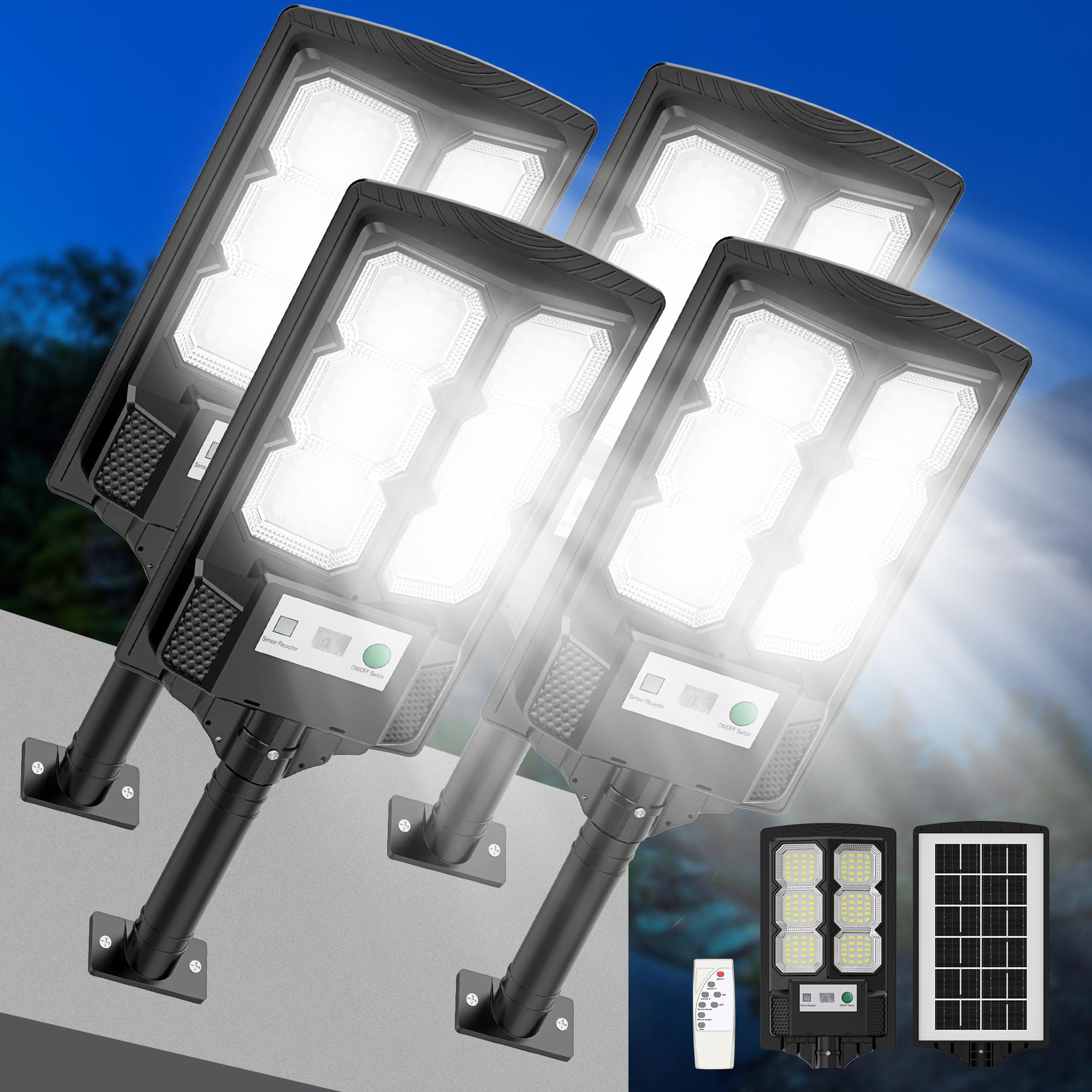 Solar Lights Outdoor Waterproof, Wide Angle Solar Flood Lights Outdoor ...