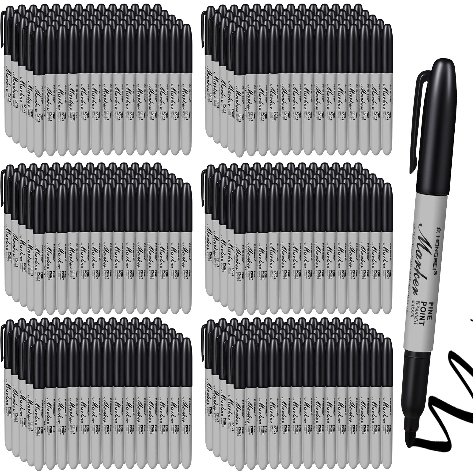 Thenshop 300 Pack Permanent Markers Bulk Black Permanent Marker Set ...