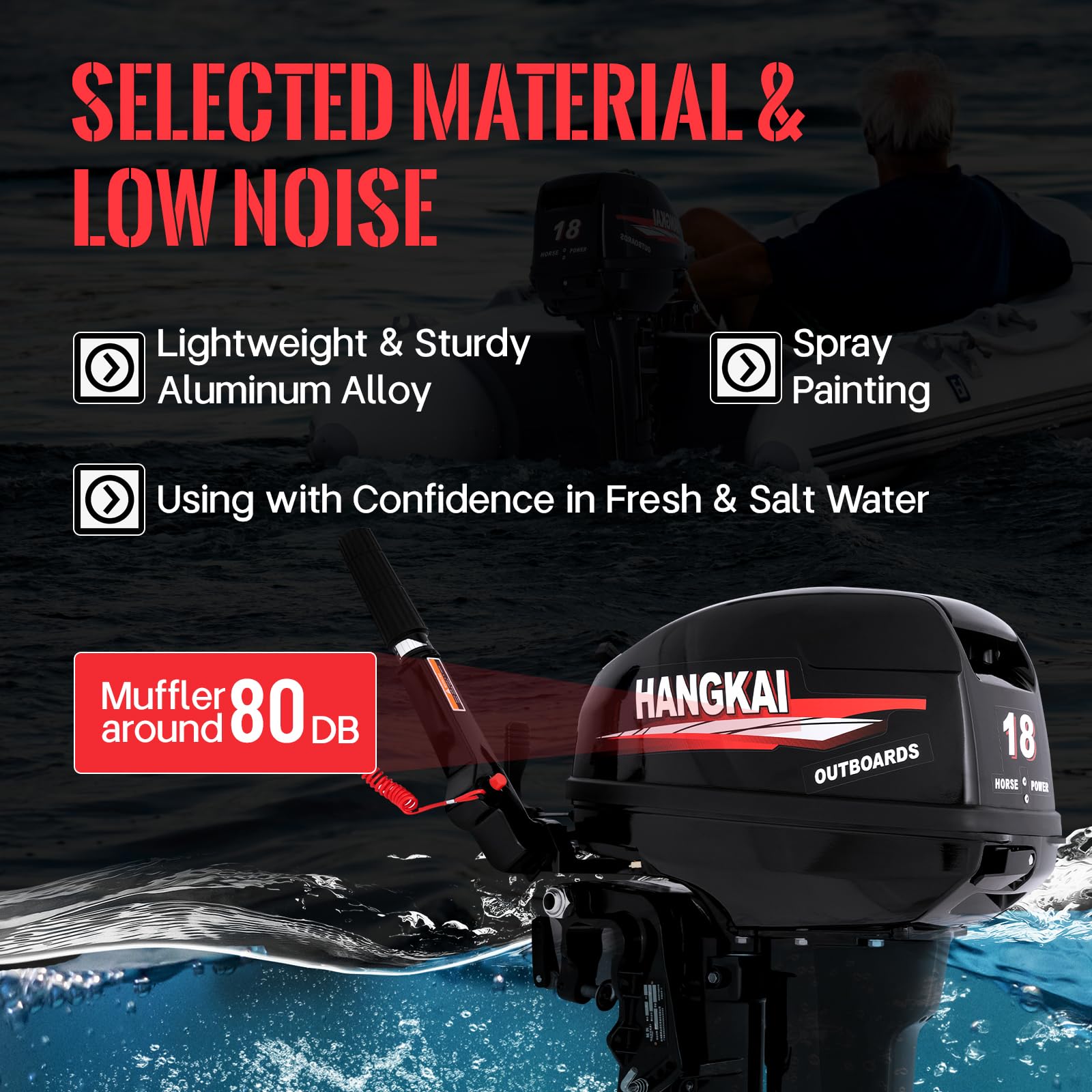 Mua DNYSYSJ Hangkai Outboard Motor, 2 Stroke 18HP Short Shaft Outboard Motor Boat Engine, 246CC ...