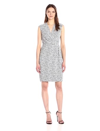 Anne Klein Women's Vneck Floral Printed CDC Side Drape Dress at Amazon ...