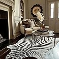 Amazon.com: jinchan Zebra Area Rug with Silver Foil 5x7 Faux Cowhide ...