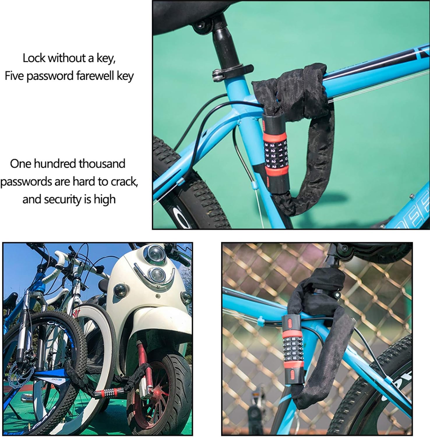 Tonsooze Bike lock with 5-Digit Resettable Password, Security Anti ...