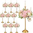 Amazon.com: Bokon 10 Pcs Gold Candelabra Bulk Tall Floor Candelabra 28 inch Wedding Candelabra ...