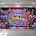 Amazon.com: Blissyard Neon Birthday Party Banner 71x43 Inch Glow in The ...