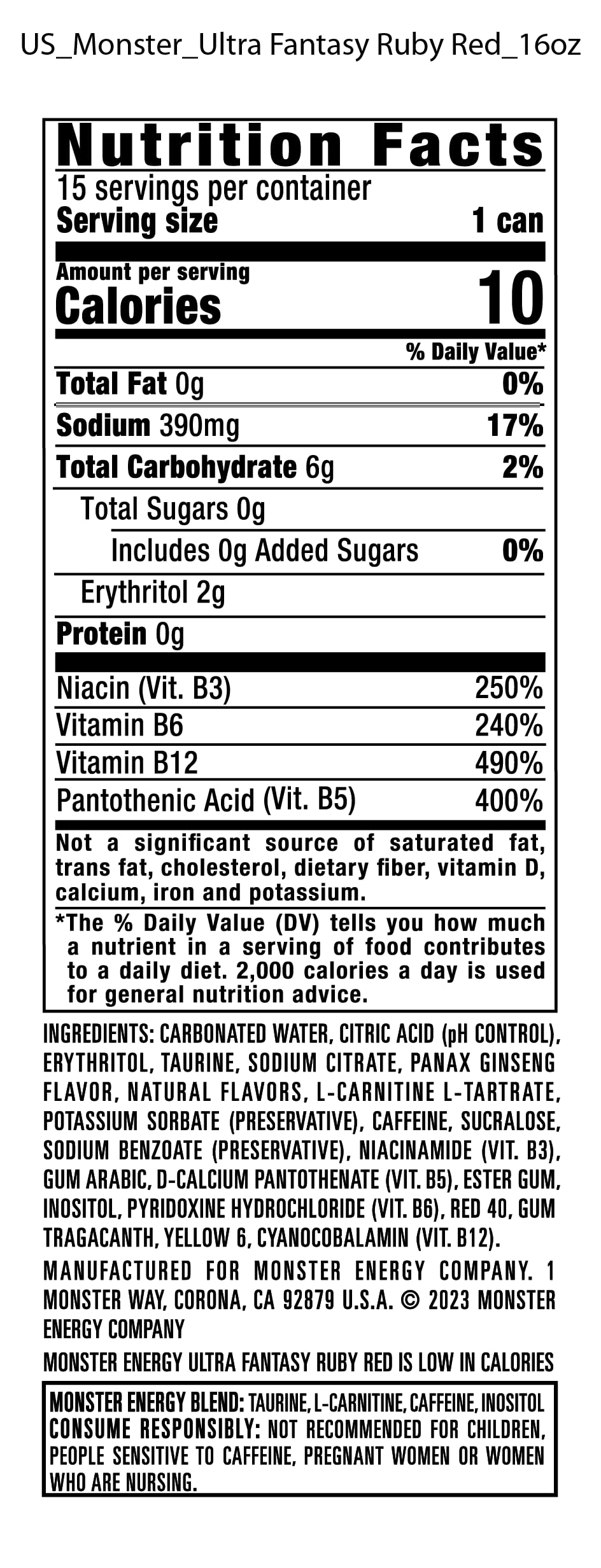 Mua Monster Energy Ultra Fantasy Ruby Red, Sugar Free Energy Drink, 16 ...