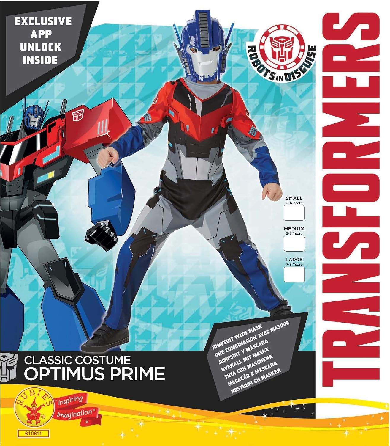 Rubie’s Official Transformers Optimus Prime classic, Children Costume ...