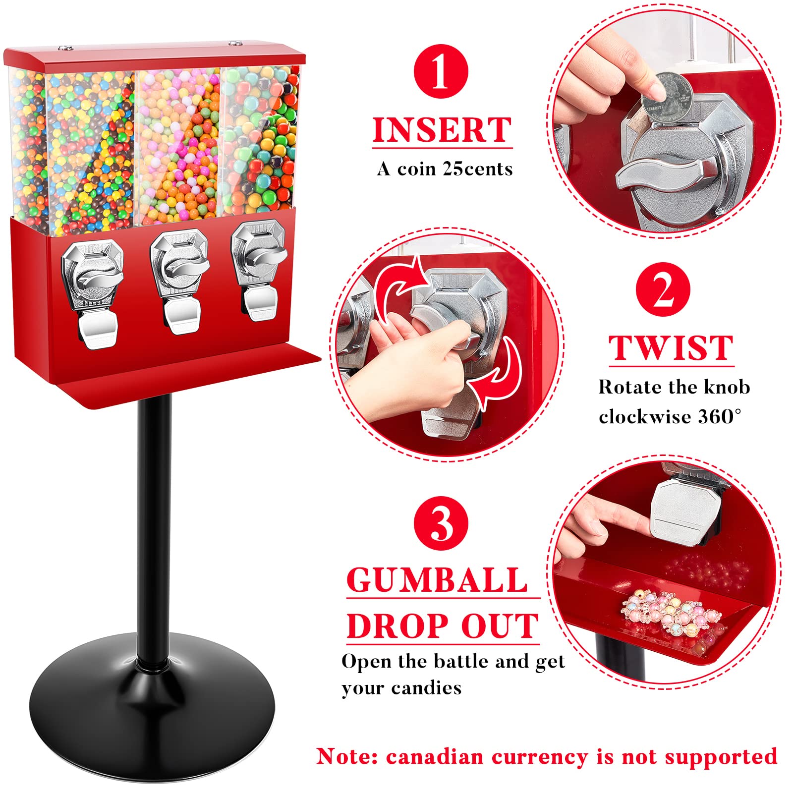 Mua Treela Commercial Candy Vending Machine with Stand, Gumball Vending ...