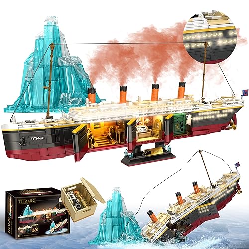 LeBrickCrt Titanic Building Blocks Set, 2288 Pieces Big Ship Block ...