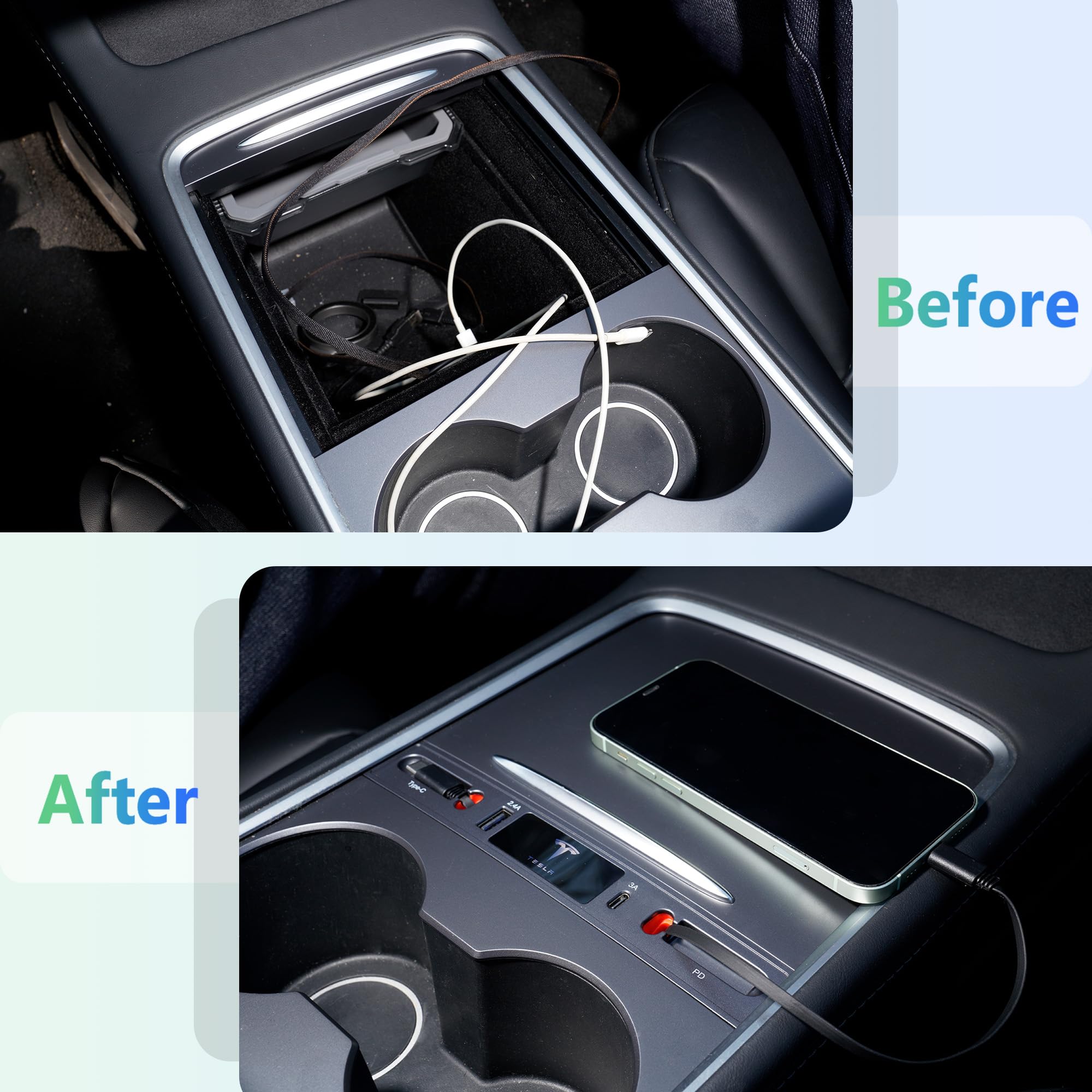Tesla Usb Center Console USB Hub Adapter For Tesla Model 3 And Model Y ...